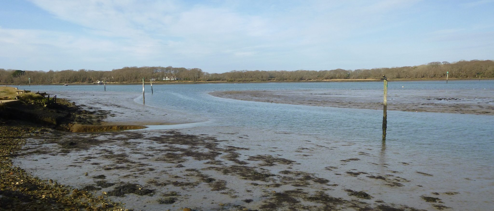 Photos of the approach to Birdham Pool marina at lower tides